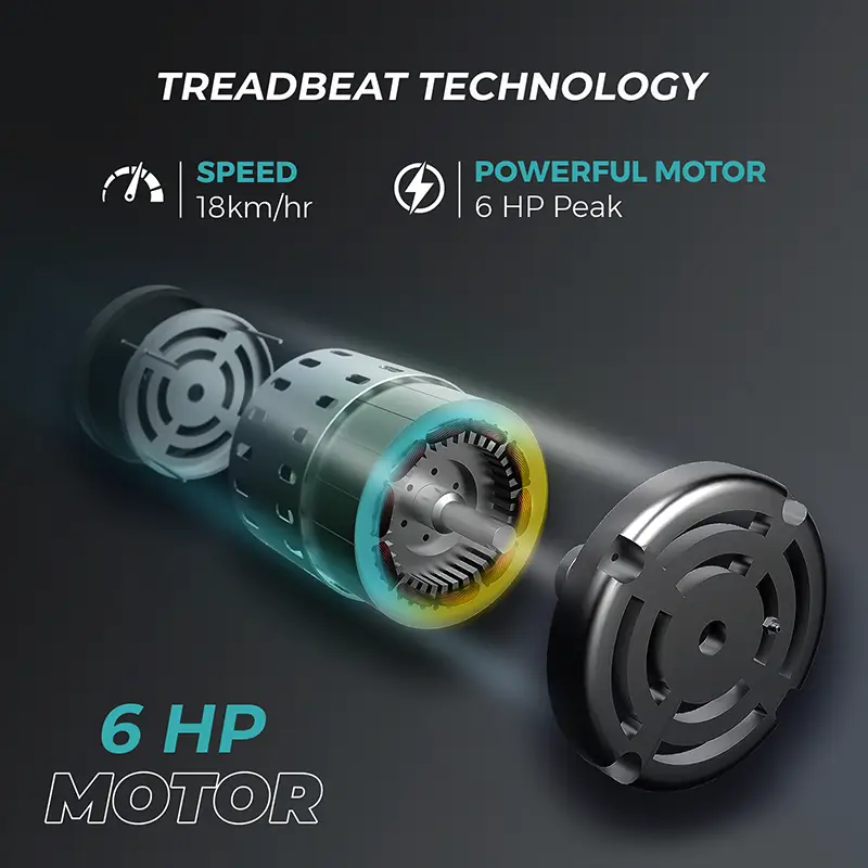 beatXP Alpha Plus (6 HP Peak) Automatic Motorized Treadmill