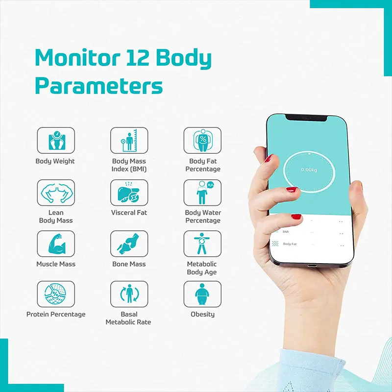 Buy beatXP Smart Bluetooth BMI Weight Machine with 13 Essential Body ...